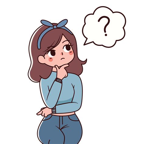 Mujer Pensando Dibujos Animados Ilustración Niña Dibujos Animados Personaje Minimalista Estilo