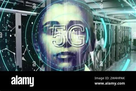 Animation Of Digital Interface With Icons And Data Processing 5g Text