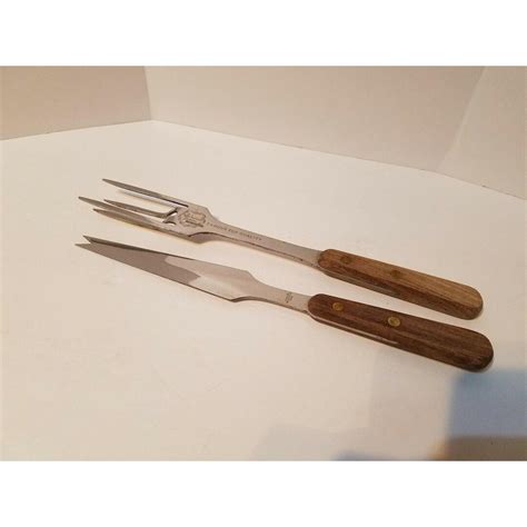 Vintage Warco Schwans Set Of 2 Carving Knife Meat Fork Stainless Steel