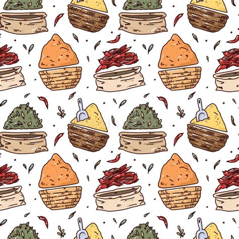 Seamless Pattern With Spices Stock Vector Illustration Of Artwork