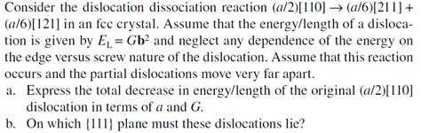 Consider The Dislocation Dissociation Reaction A