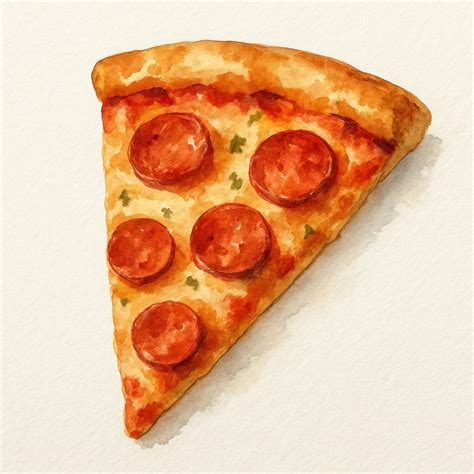 Delicious Pepperoni Pizza Slice Watercolor Free Photo Illustration