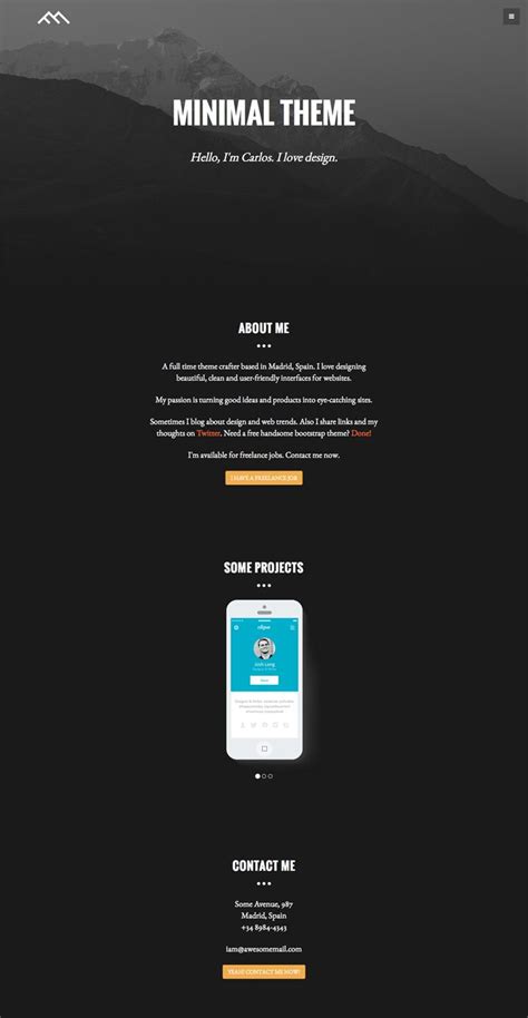 Minimal Dark Bootstrap 3 Theme Bootstrap Template Minimalism Web Trends