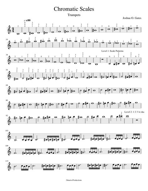 Trumpet Chromatic Scale Sheet Music For Trumpet In B Flat Solo