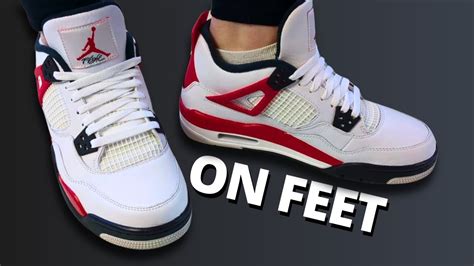Air Jordan 4 On Feet Featuring Red Cement Youtube