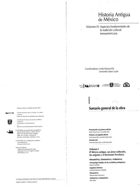 Historia Antigua De Mexico Vol Iv Aspectos Mesoamerica Pdf