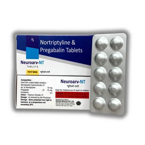 Pregabalin 75 Mg Nortriptyline 10 Mg Tablet 10x10 Tablets At ₹ 1875
