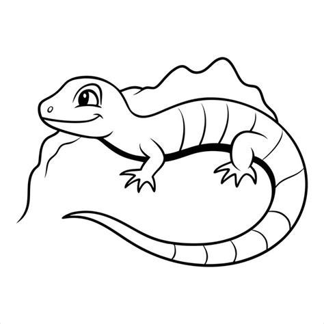 Lizard Resting In A Burrow Line Art Premium Ai Generated Vector