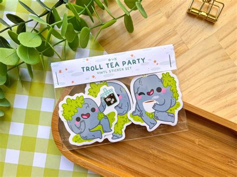 Troll Tea Party Sticker Pack Kawaii Waterproof Glossy Vinyl Stickers Scandinavian Folklore
