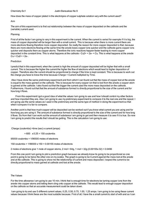 Solution How Does The Mass Of Copper Plated In The Electrolysis Of