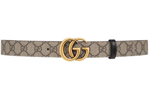 Gucci Gg Marmont Reversible Belt Gg Supreme Beigeebonyblack In Canvas