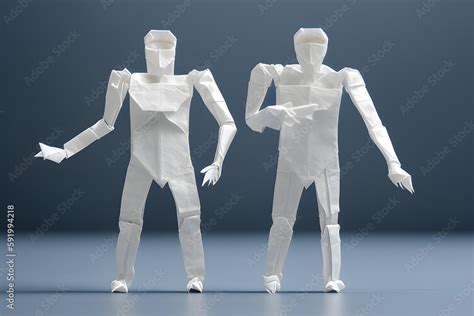 Origami Two Figures In Full Growth Of People Virtual Concept Total