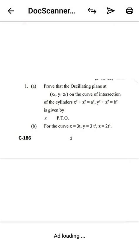 Docscanner1 A Prove That The Oscillating Plane At X1 Y1 Z1 O