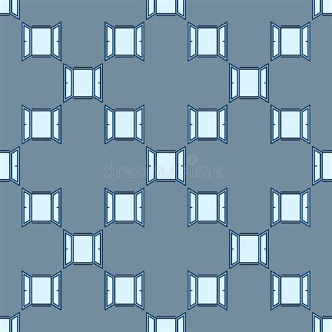 Vector Opened Window Simple Colored Seamless Pattern Stock Illustration