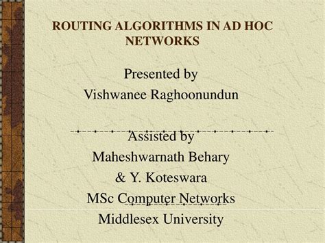 Ppt Routing Algorithms In Ad Hoc Networks Powerpoint Presentation