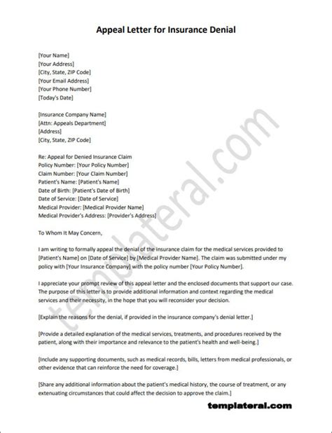 Appeal Letter To Insurance Company Template