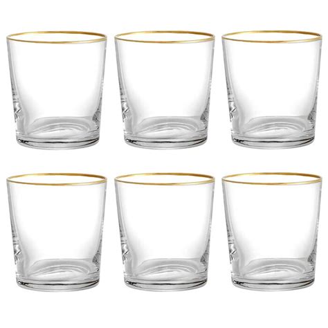 Gold Border Glasses Set Of 6