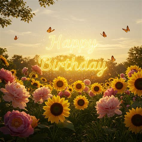 Happy Birthday Sunflower Field Stock Illustrations 145 Happy Birthday
