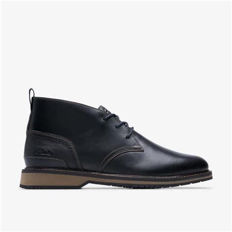 Mens Monahan Chukka Black Smooth Boots Clarks