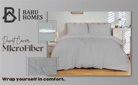 Babu Homes Duvet Cover Set 3 Piece Quilt Cover Brushed Microfibre Plain