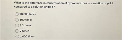 Solved What Is The Difference In Concentration Of Hydronium