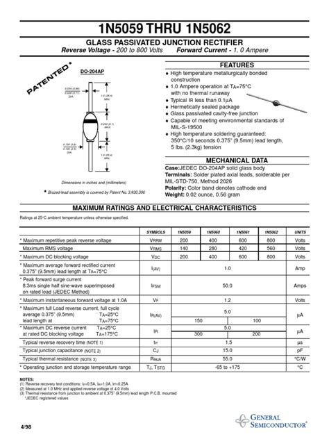 1n5062 Data Sheet Pdf Rectifier Volt