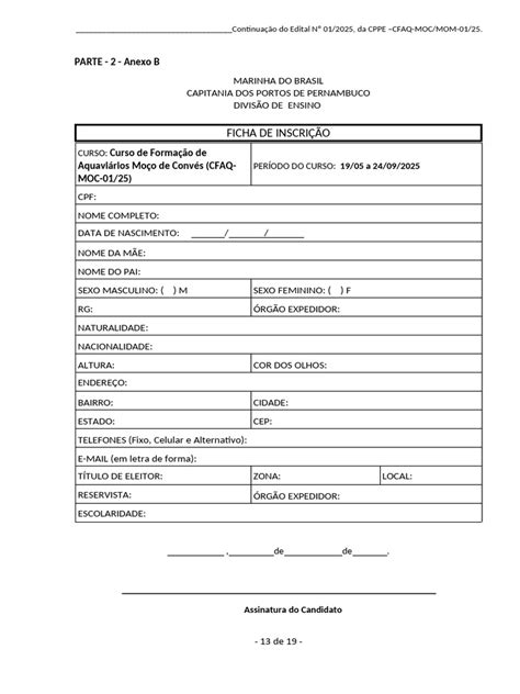 Ficha De Inscrição Cfaq Moc Cppe 2025 1 Pdf