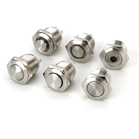 Ip65 Ik08 16mm Metal Momentary Electrical Reset Micro Push Button