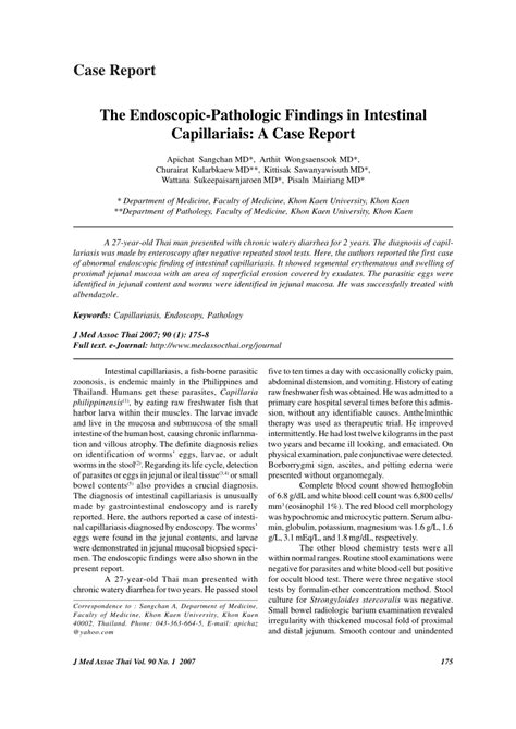 Pdf The Endoscopic Pathologic Findings In Intestinal Capillariais A