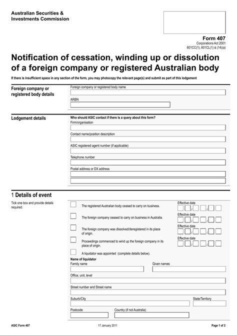 Asic Form 407 ≡ Fill Out Printable Pdf Forms Online