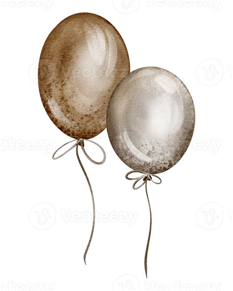 Watercolor Illustration Of Colorful Balloons Hand Drawn Art In A
