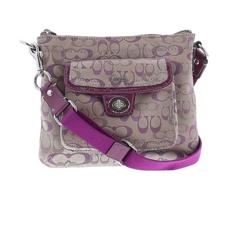 Coach Bags Coach Purple And Tan Crossbody Bag With Signature Design
