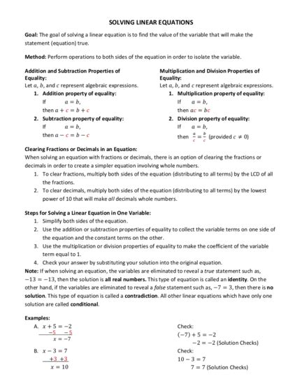 Solving Equations By Multiplication And Division