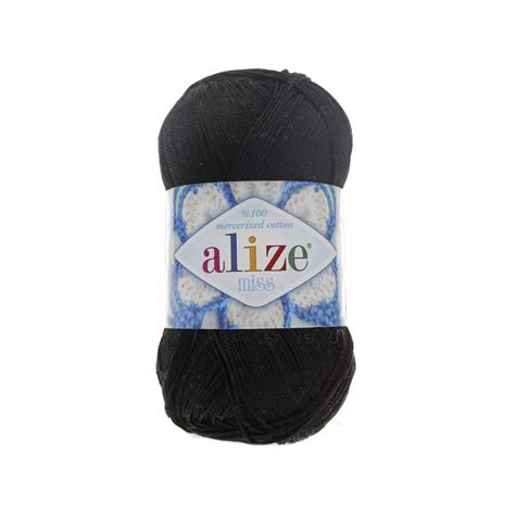 Alize Miss Crochet Thread Size 10 Black Lyns Crafts