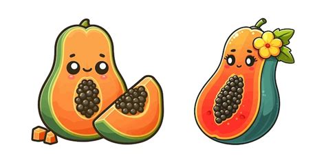 Premium Vector Cute Papaya Fruit Cartoon Vector