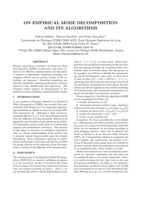 On Empirical Mode Decomposition And Its Algorithms