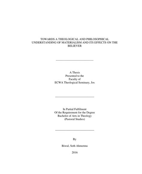 Pdf Towards A Theological And Philosophical Understanding Of