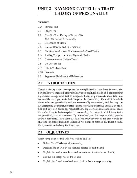 Raymond Cattell More Info On Cattel Theories Of Personality Ii Unit