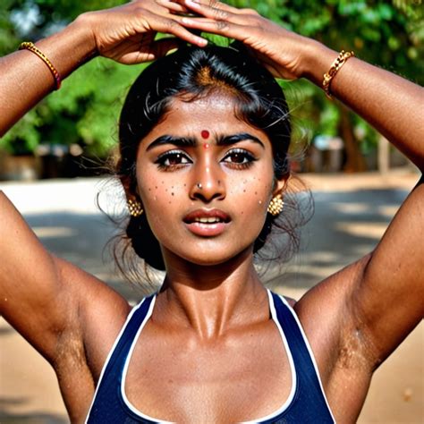India Women Arms Up Armpit Spot 3d Flex Freckles White Drops