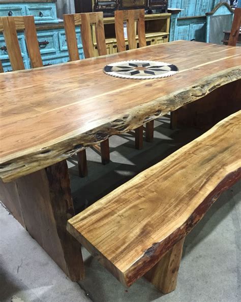 Live Edge Dining Table With Bench And Chairs At Edith Baxter Blog