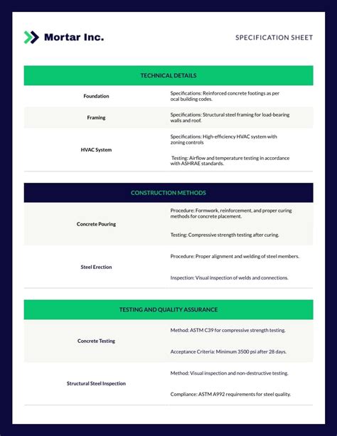 Technical Standard Specification Sheet Template Visme