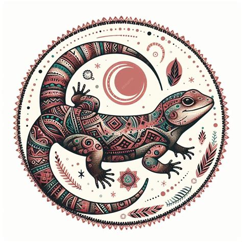 Un Dessin Dun Lézard Avec Un Cercle Rouge Et Un Cercle Rouge Avec Un