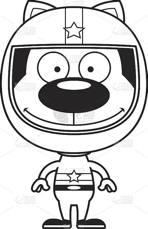 卡通微笑赛车手小猫素材 花瓣网