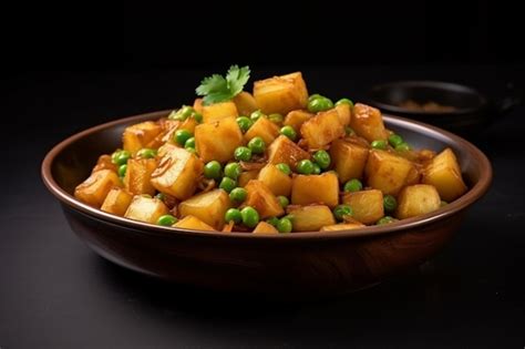 Potato Curry Or Aloo Or Aaloo Masala Fry With Green Peas Premium Ai