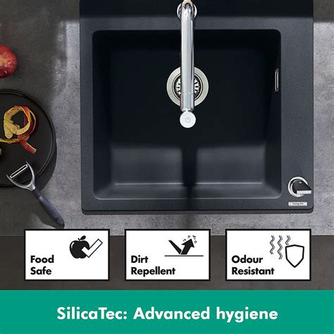 Hansgrohe S510 U635 15 Bowl Undermount Kitchen Sink Graphite Black