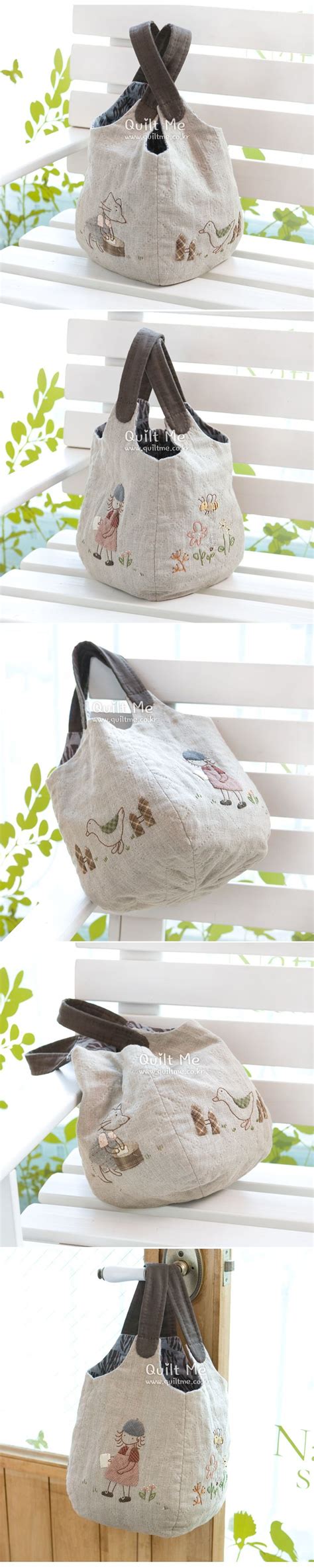 퀼트미 [린넨 일러스트풍 토트백] Diy 핸드백 가방 패턴 삼베 공예