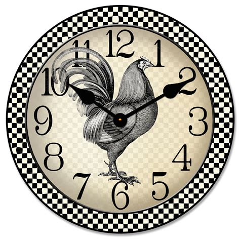 Black And Cream Rooster Clock The Big Clock Store