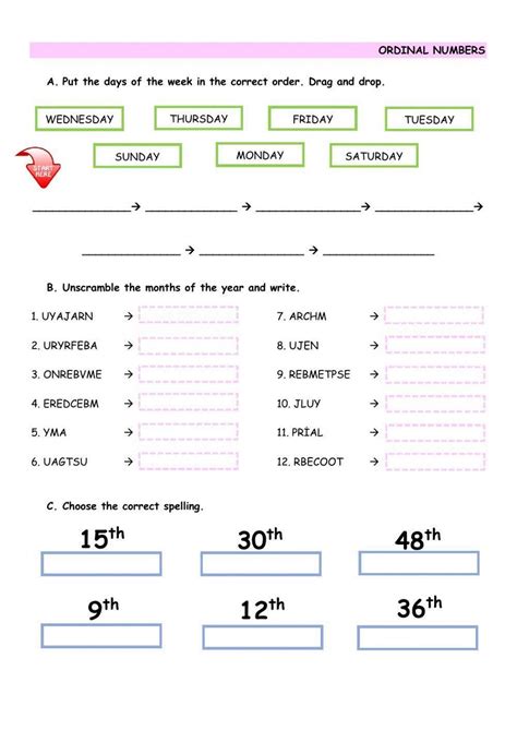 Easy Ordinal Numbers Worksheet Download And Print Now
