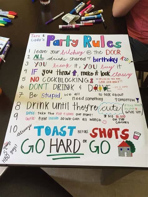 Our Version Of A Project X Party Rule Poster Happy Birthday My Dear