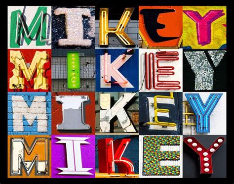 Personalized Poster Featuring MIKEY In Photos Of Alphabet Letters From Signs Typography Print